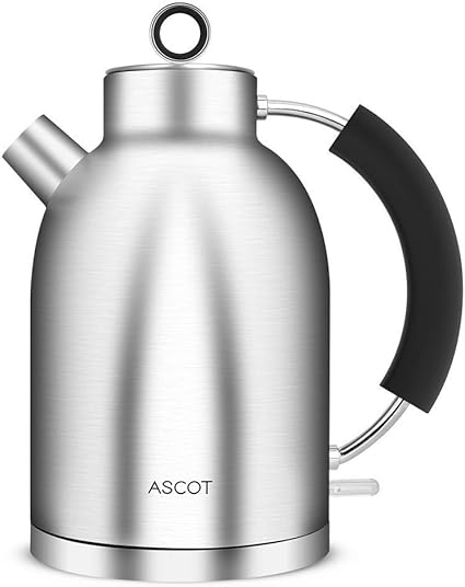 ASCOT Kettles Electric, 1.5L Stainless Steel Retro Hot Cordless Water ...
