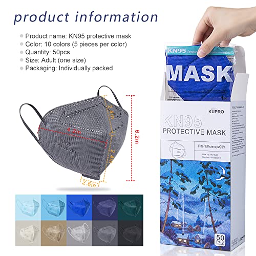 KUPRO KN95 Face Masks 10 Colors 50 Pack Individually Wrapped,Colored ...