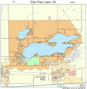 Amazon.com: Large Street & Road Map of Paw Paw Lake, Michigan MI - Printed poster size wall ...