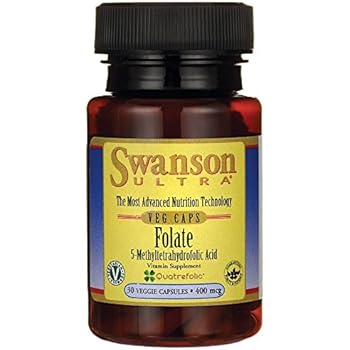 Amazon.com: Swanson Folate (5-Methyltetrahydrofolic Acid) 800 mcg 30 ...