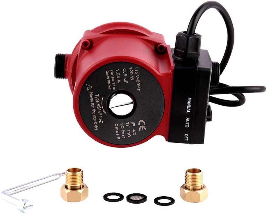 SHYLIYU 115V 3/4 inch Outlet Cast Iron Pressure Booster Pump Hot Water ...