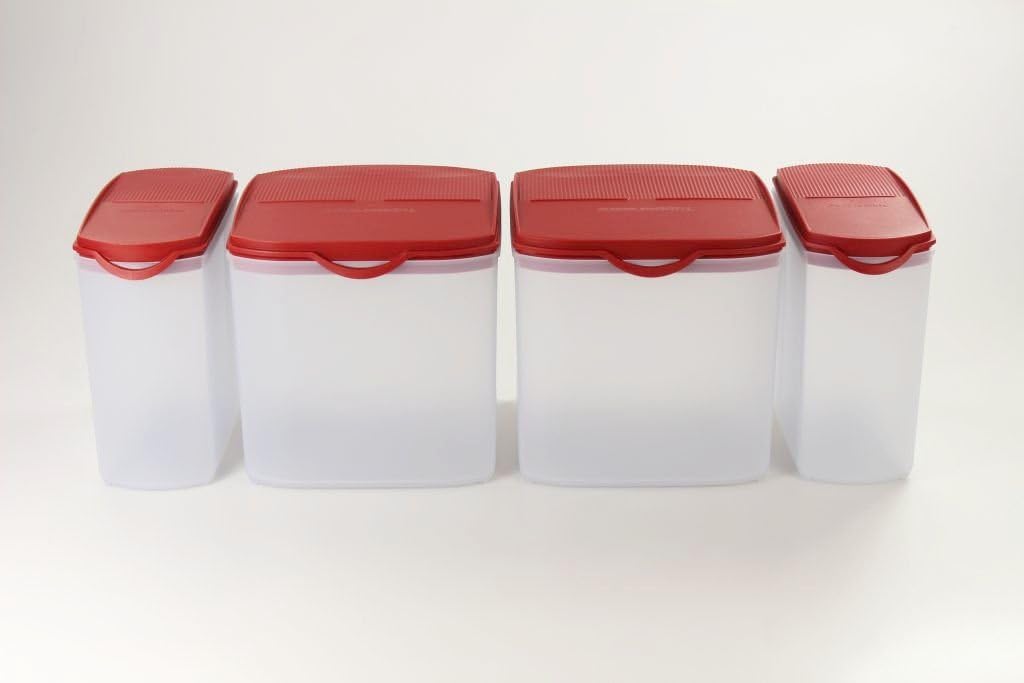 TUPPERWARE Eidgenossen Plus 3,4 L (2) + 1,6 L (2) rot Vorrat Modular ...