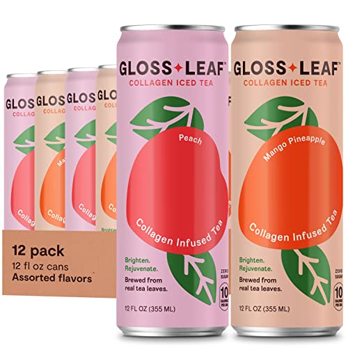 Gloss Leaf Collagen Iced Tea (Zero-Sugar, Assorted): Brewed Black Tea ...