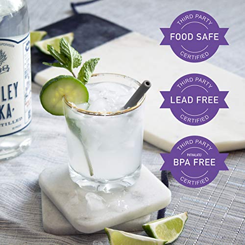 Slurp Straw 6 Pack and Cleaning Brush, 5.25-inch Short Reusable ...