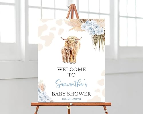 Editable Holy Cow Baby Shower Welcome Sign, Highland Cow Baby Shower ...