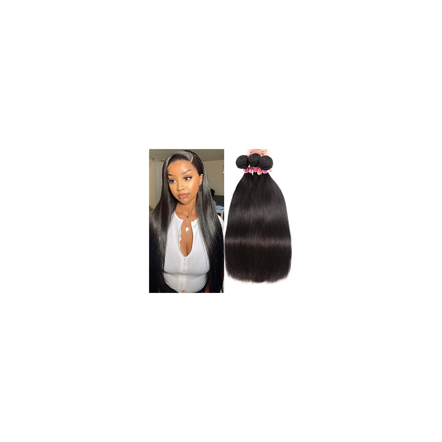 UNice 10A Peruvian Straight Hair 3 Bundles 18 20 22 inch 100% Virgin ...