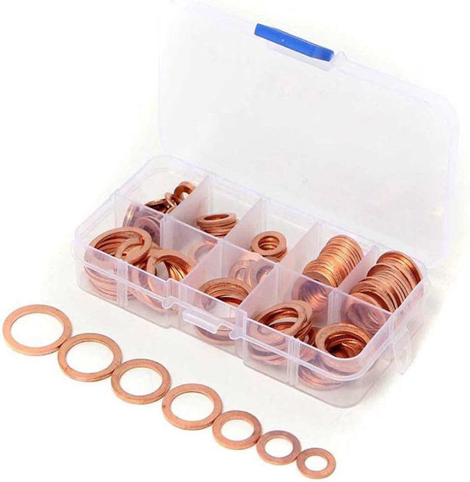 120Pcs Solid Copper Crush Washers Seal Assortment with 8 Sizes – BigaMart