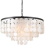 Wellmet Capiz Shell Chandelier, 6 Lights Coastal Chandelier Beach Light ...