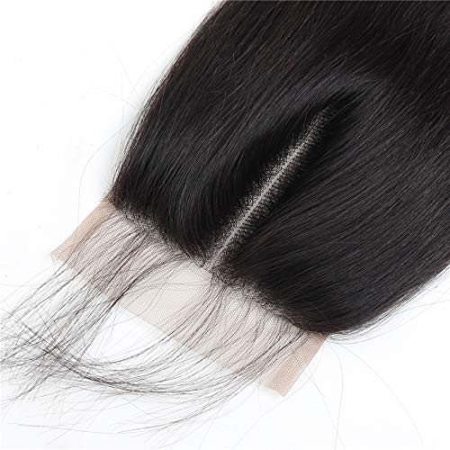 4X4 Middle T Part Lace Closure Straight Brazilian 10A Virgin Human Hair ...