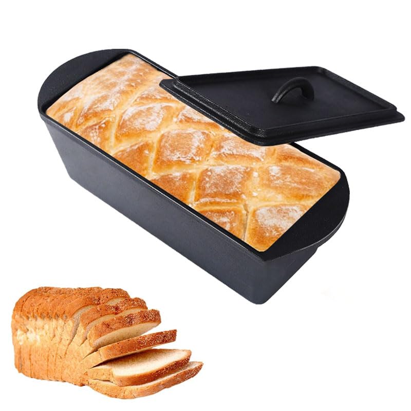 Cast Iron Bread Pan with Lid - 2LB Capacity (13x5 Inch) Large Pullman ...