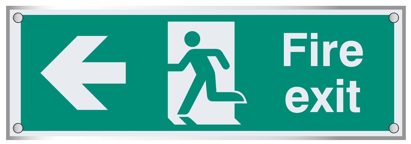 Caledonia Signs 59467 Fire Exit, Left Sign With Stand Off Locators ...