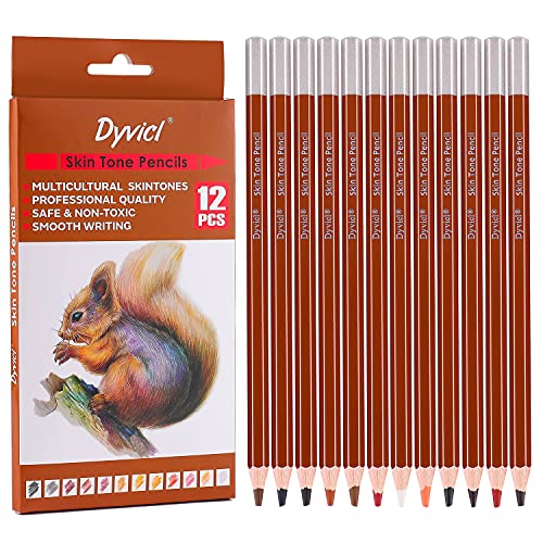 Dyvicl Skin Colored Pencils Skin Tone Pencils Portrait Set, 12 Colors ...