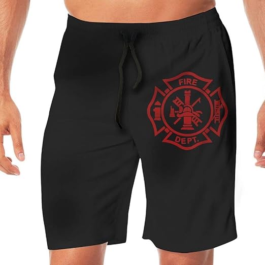 YGE.I.L25 Mens Swim Shorts Firefighter Quick Dry Beach Board Short with ...
