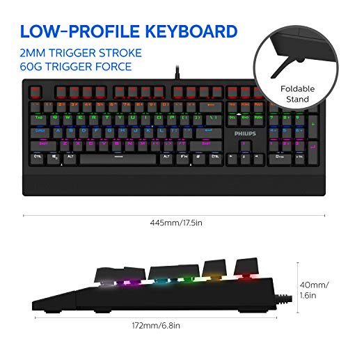 Philips Corded Mechanical Gaming Keyboard | RGB Ambiglow FX & Key Light ...