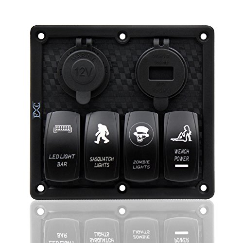 FXC Waterproof Marine Boat Rocker Switch Panel 4 Gang with 4.2A Dual ...