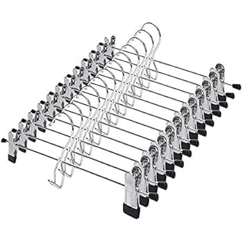 Amazon.com: JS HANGER Metal Pant Hangers 12 Pack Multi Stackable Add on ...