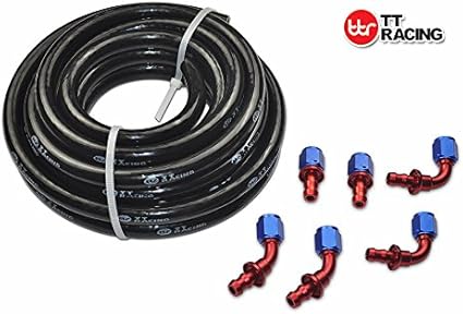 Amazon.com: -8 AN AN-8 Push Lock Fuel Line Hose Black 12ft & Push On ...