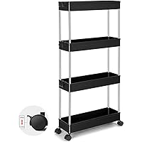 WHIFEA 5 Tier Slim Rolling Cart with Drawers Pull-Out Design Corner ...