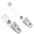 Amazon.com : 200Pcs Metal Badge Clips with Clear PVC Straps Double Hole ...