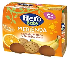 Hero Baby Merienda Puré de Naranja, Plátano y Galletas para Bebés a ...