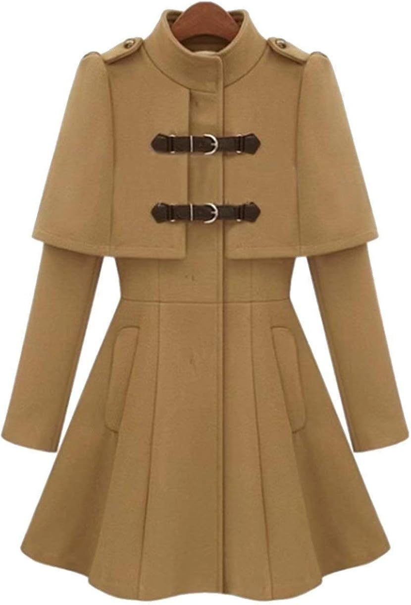 Übergangsmantel Damen Lang Elegant Herbst Winter Longsleeve Wollmantel ...