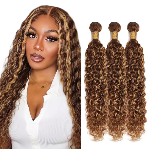 Freiuoke Hair P4/27 Human Hair Bundles Highlight Water Wave Bundles 30 ...