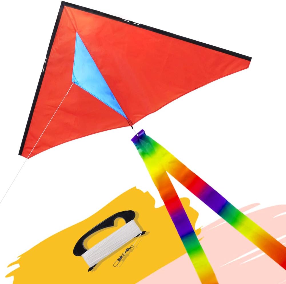 emma kites Orange Delta Kite for Beginner Kids Adults – BigaMart