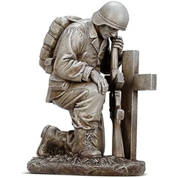 Amazon.com : Life Size Kneeling Concrete Soldier Only in Two Toned ...