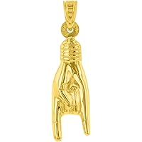 Amazon.com: 14K Yellow Gold Hand Charm Mano Cornuto Good Luck Sign ...