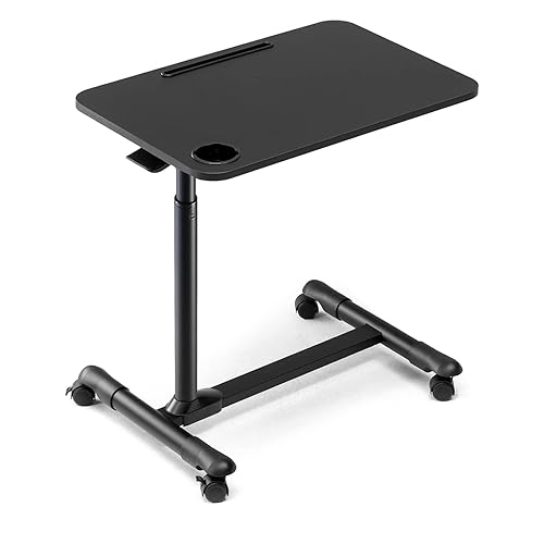 ETHU Overbed Table with Wheels, Rolling Tray Table, Hospital Bed Table, Adjustable Overbed ...