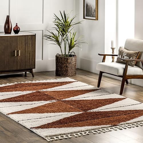 nuLOOM Kali Geometric 7x9 Shag Area Rug for Living Room Bedroom Dining ...