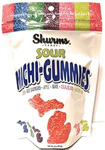 Amazon.com : Sour Michi-Gummies Shurms Michigan Shaped Fruit Flavored ...
