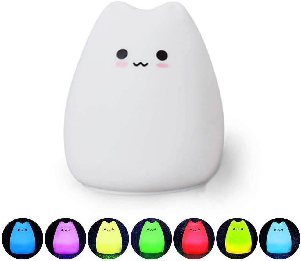 Little Cat Silicone Light Cute Cat Shape Lamp Night Light Sensitive Tap ...