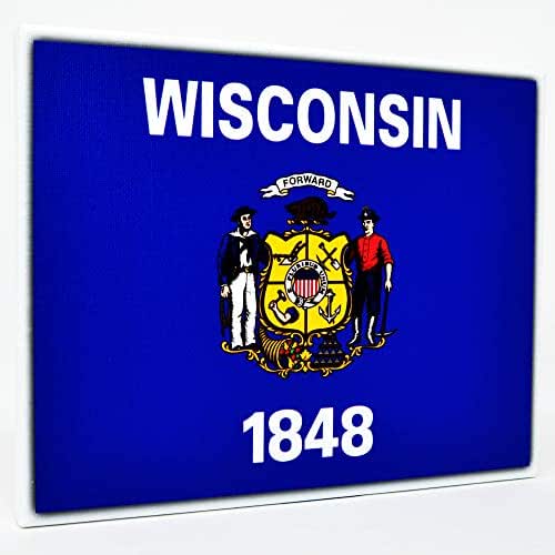 Amazon.com: Wisconsin Flag Wall Decor - 8x10 Decorative WI Canvas Wall ...