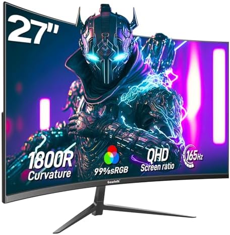 Gawfolk 27 Inch Curved Gaming Monitor 165Hz / 144Hz 2K QHD 1440P ...