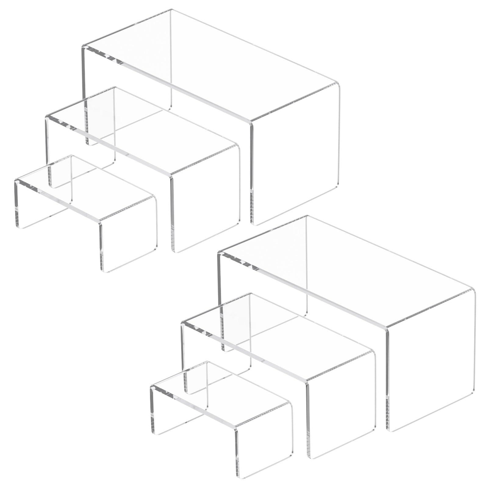 NIUBEE Acrylic Display Risers Stand 2 Sets,3 Steps Clear Riser Shelf ...