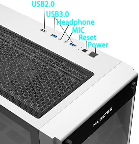 MUSETEX 5×140mm & 1×120mm ARGB Fans Voice Remote Control Mid-Tower Case ...