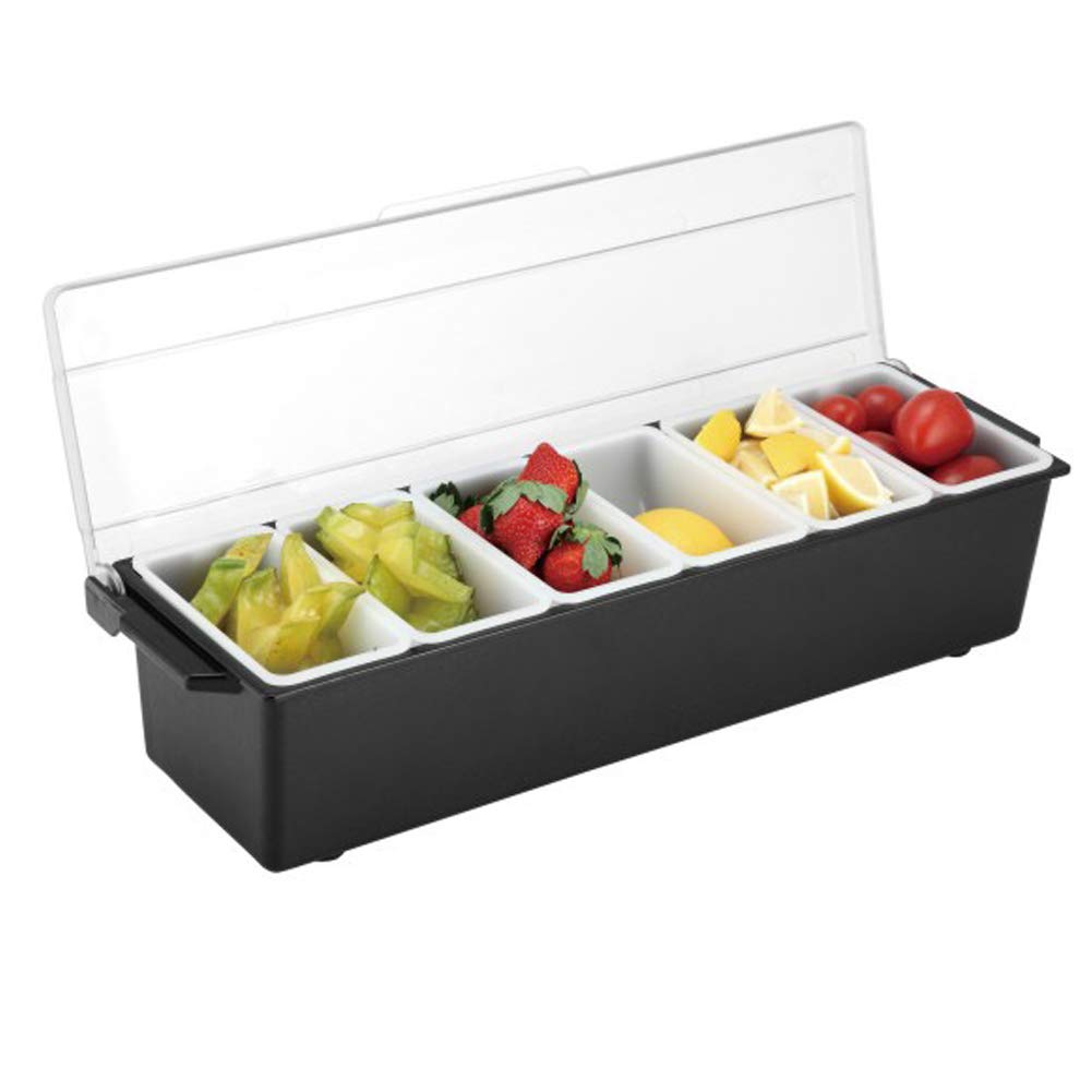 6 Compartment Ice Cooled Condiment Serving Tray Container with Lid and ...