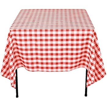 Amazon.com: LinenTablecloth 70-Inch Square Tablecloth Red & White ...