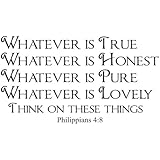 Amazon.com: Philippians 4:8 Bible Verse Wall Decal by Scripture Wall ...