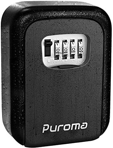 Puroma Security Key Lock Box, 4-Digit Combination Waterproof Lock Box ...