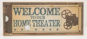 Amazon.com: Welcome to Our Home Theatre Metal Sign on Rustic Barn Wood ...