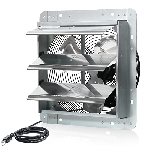 KEN BROWN 12 Inch Shutter Exhaust Fan Wall Mounted,Aluminum with 1.65 ...