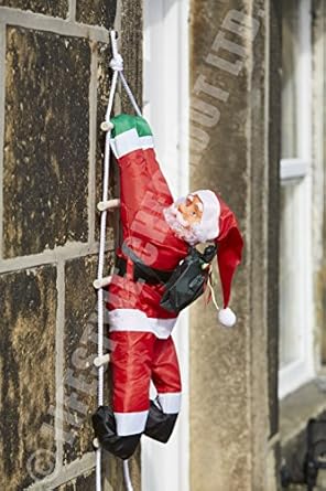 SOL60 60cm Santa Climbing on Rope Ladder Outdoor Christmas Garden ...