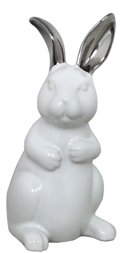 Ceramic Bunny Rabbit Ornament White and Silver: Amazon.co.uk: Kitchen ...