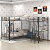 Polibi L-Shaped Metal Corner Bunk Bed with Two Ladders, Twin Over Twin Bunk Bed with Twin Loft ...