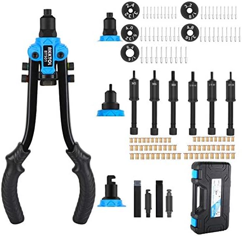 AKKTOL Rivet Gun, 1/4" Pop Rivet Gun Kit with 210pcs Rivets, Heavy Duty ...