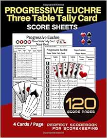 PROGRESSIVE EUCHRE Three Table Tally Card Score Sheets: 120 Personal ...