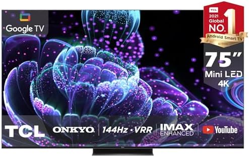TCL 75 Inch 4K QLED HDR Mini LED Dolby Vision IQ Google 120Hz MEMC 144Hz VRR Processor HDMI 2.1 ...