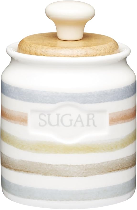 KitchenCraft Classic Collection Striped Ceramic Sugar Pot, 450 ml (16 ...